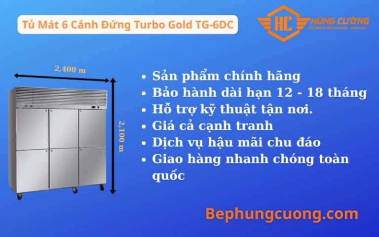 Tủ Mát 6 Cánh Đứng Turbo Gold TG-6DC Chính Hãng Giá Rẻ